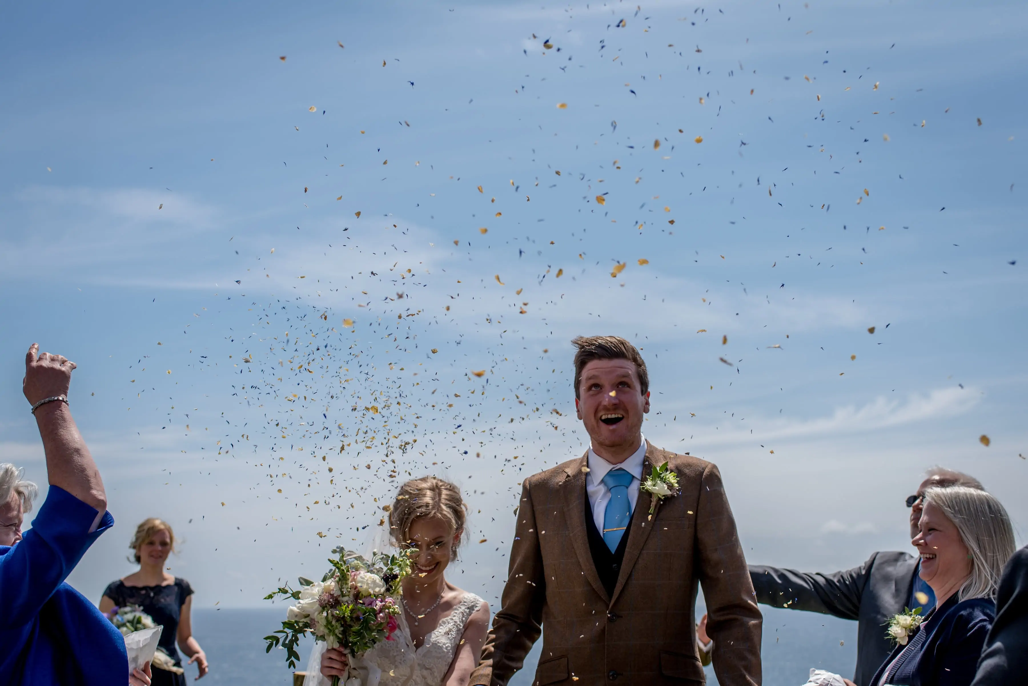 Broom Parc Wedding with an Intimate Clifftop Picnic Wedding in Cornwall